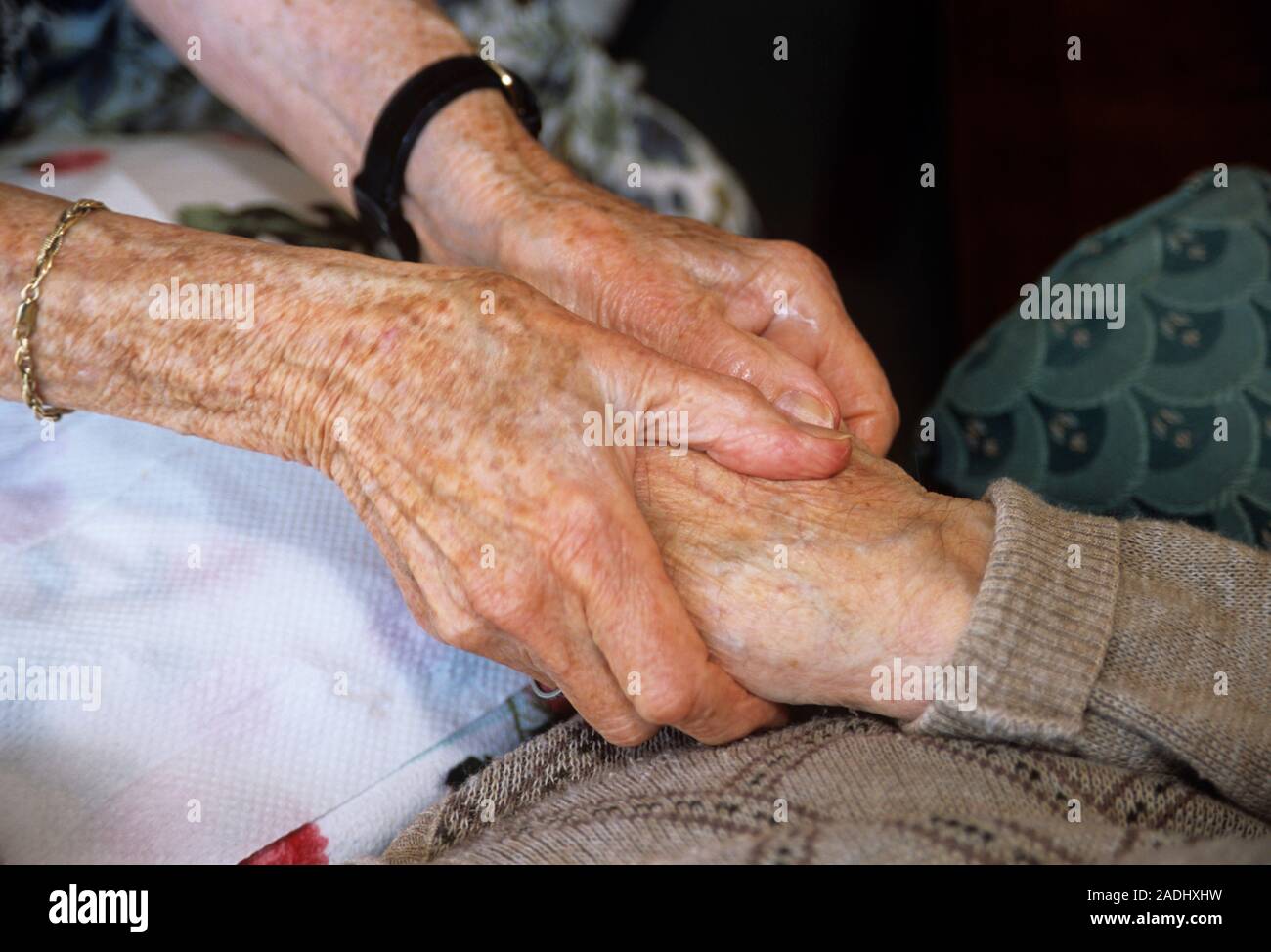 MODEL RELEASED. Patient recieving a hand massage at St Michael's ...