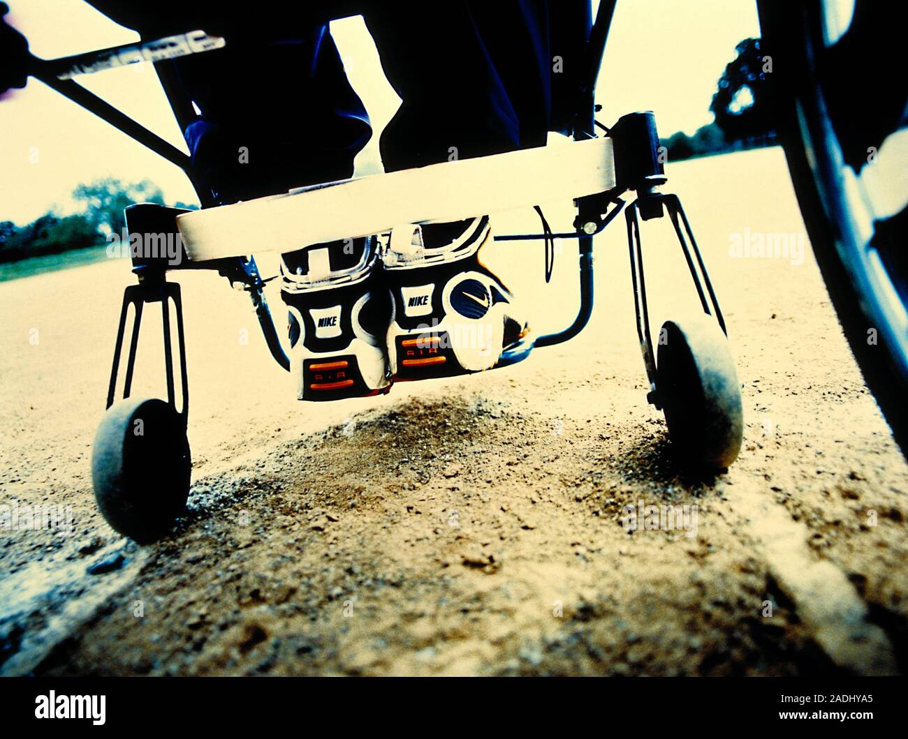 Disabled man. View of the feet of a disabled man in a wheelchair Stock ...