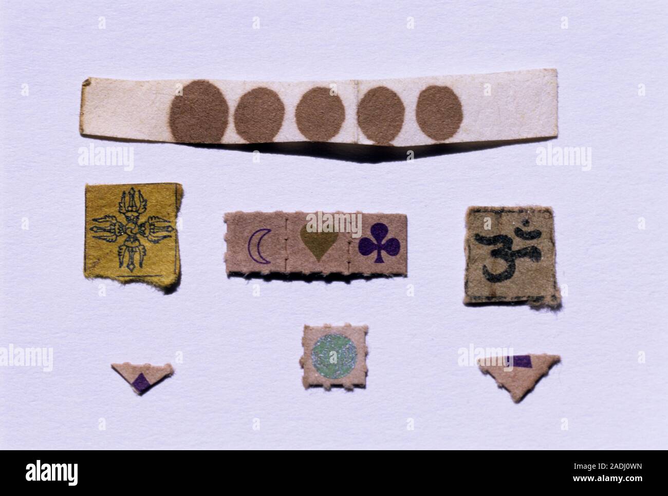 Vintage acid tabs from the 1970s. These pieces of blotter paper are ...