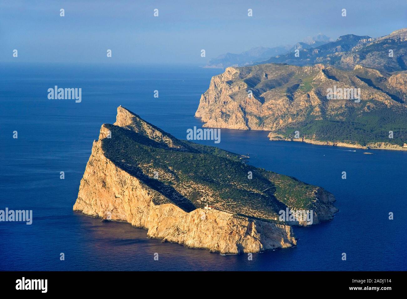 Aerial view of Sa Dragonera, small island and nature reserve close San ...