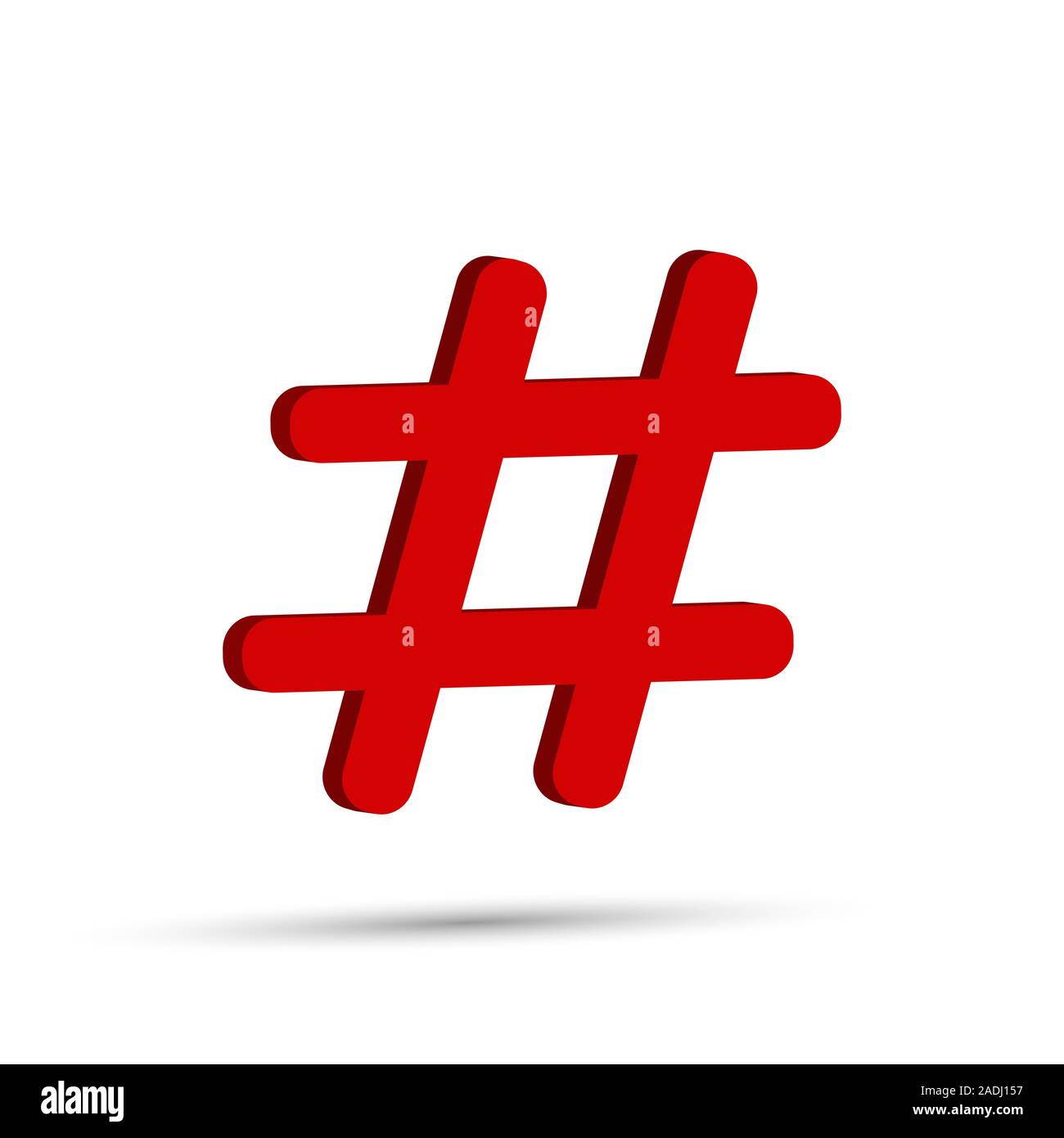 3D red Hashtag Symbol at the intersection of two circles. Template for ...
