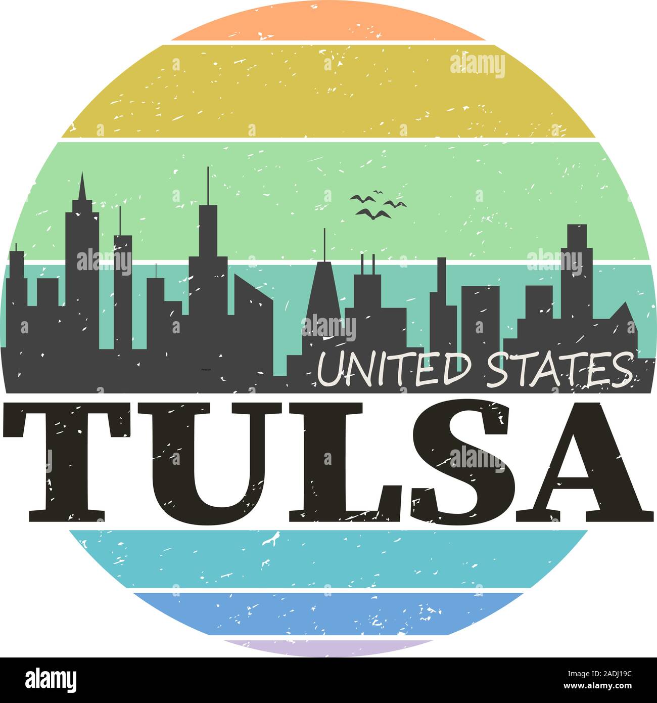 Abstract skyline Tulsa, with various landmarks, vector illustration ...
