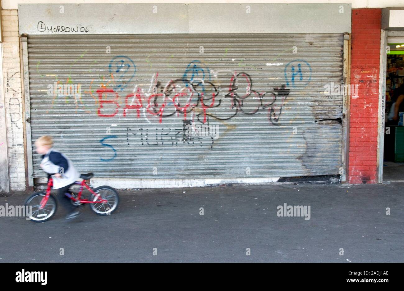 Graffiti on a shop front. Photographed in Kingston upon Hull, UK Stock ...