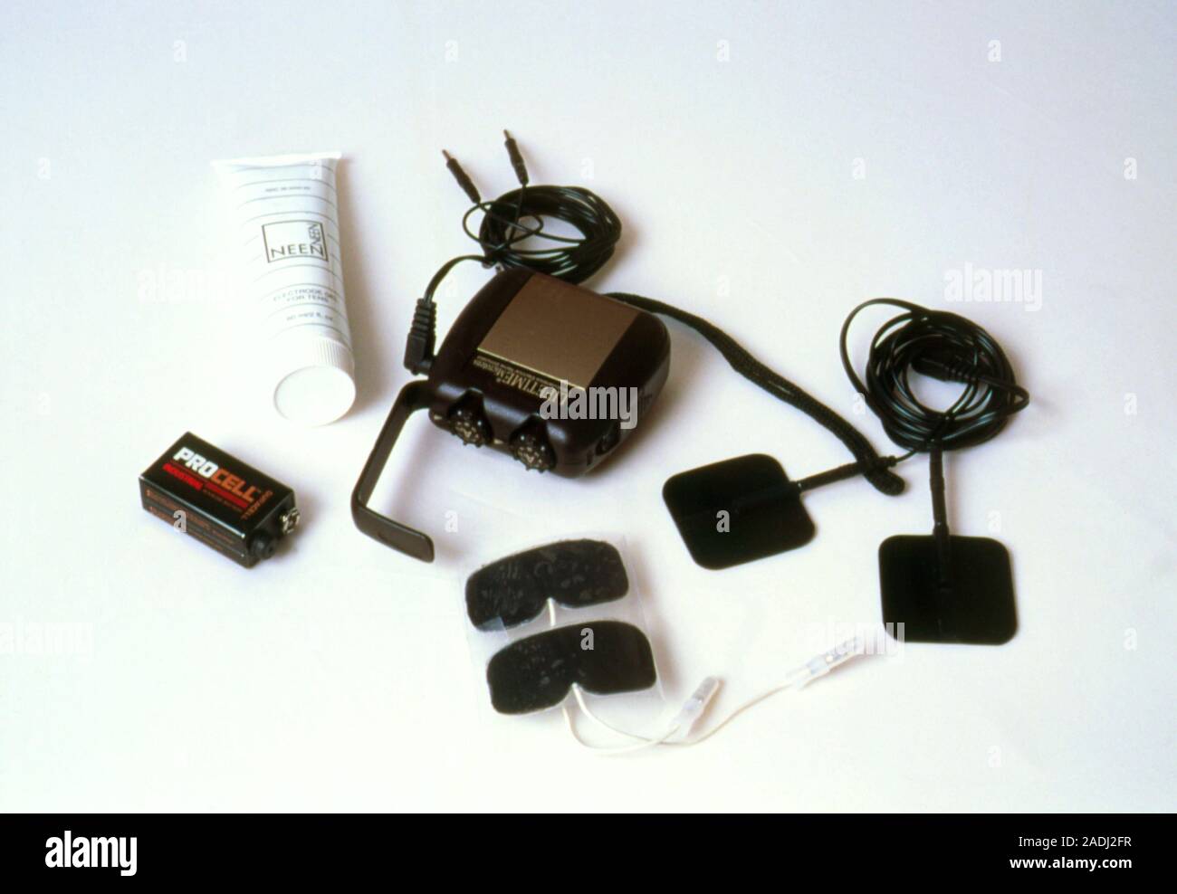 TENS equipment. View of transcutaneous electrical nerve stimulation ...