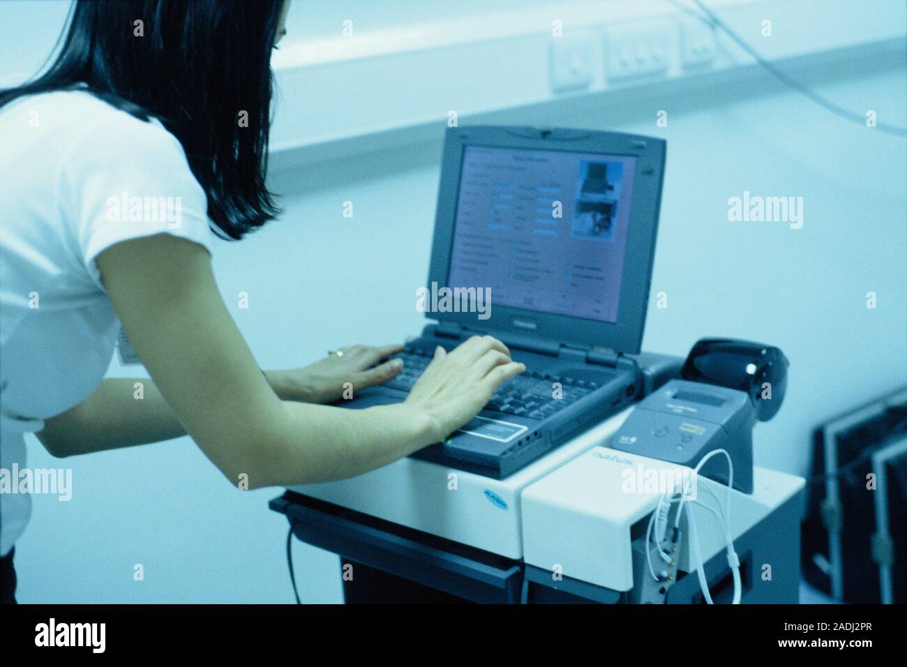 Auditory brainstem response equipment being operated by an audiologist ...