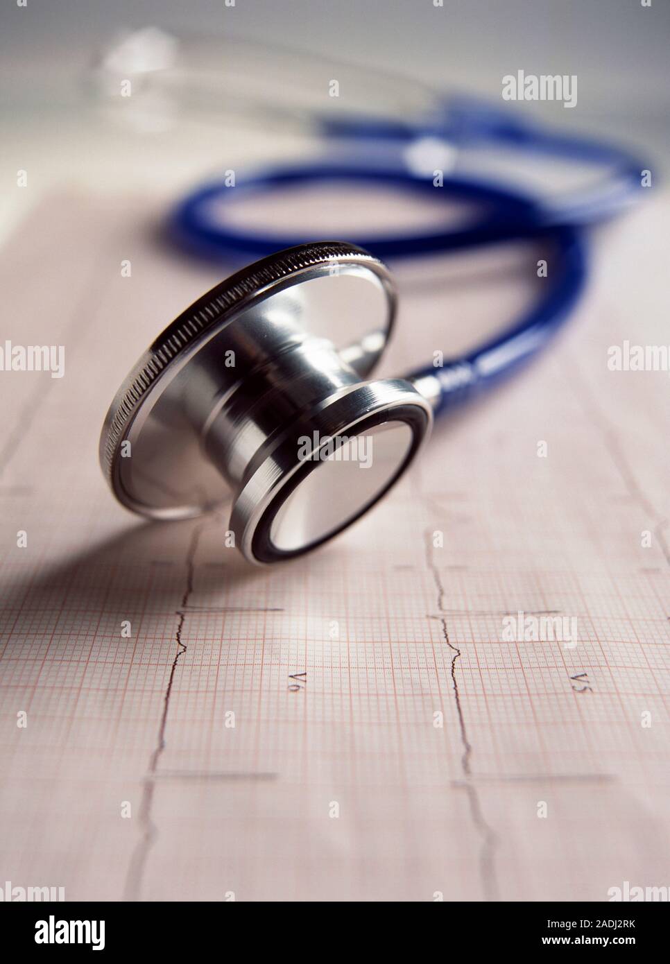 Stethoscope with an ECG (electrocardiogram). This medical device is ...