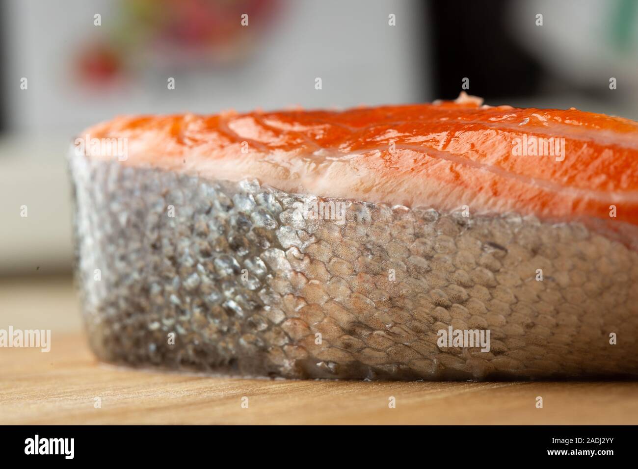 Close up of raw red fish with scale on the table Stock Photo - Alamy