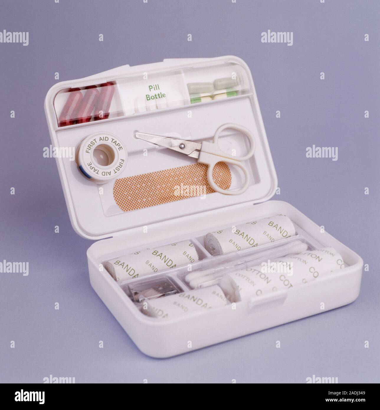 First-aid kit. This includes items such as cotton (to swab and clean ...