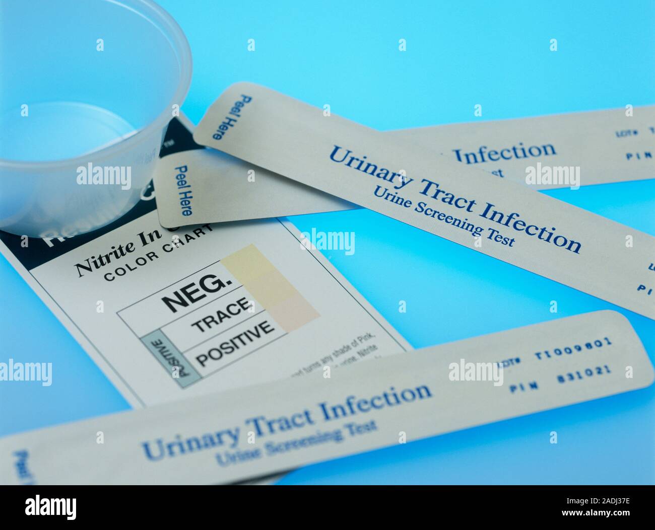 Urine testing. Unopened urine test strips for urinary tract infection ...