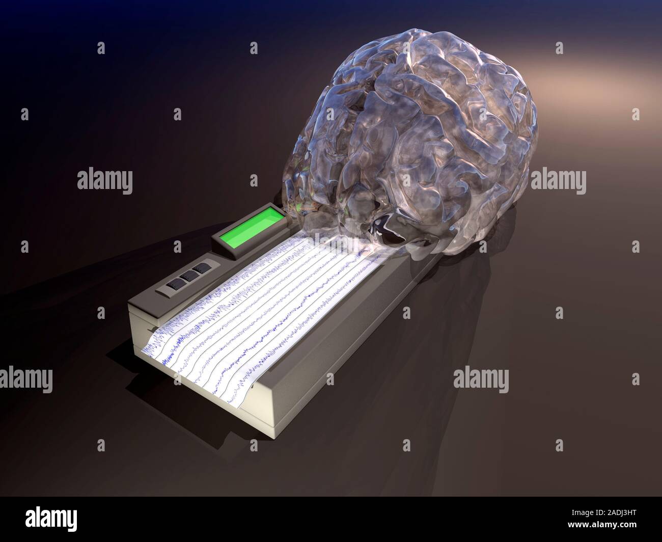 Brain function, conceptual artwork. Electroencephalogram (EEG) machine ...