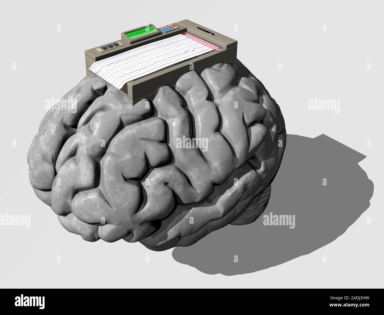 Brain function, conceptual artwork. Miniature electroencephalogram (EEG ...