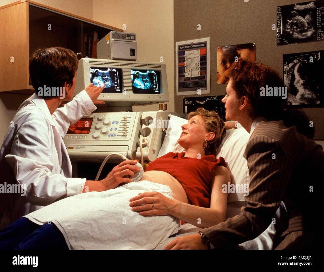 Ultrasound in pregnancy. Woman in early pregnancy receives an ...