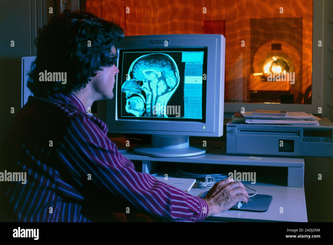 CT scanning. Control room of a CT (Computed Tomography or CAT) scanner ...