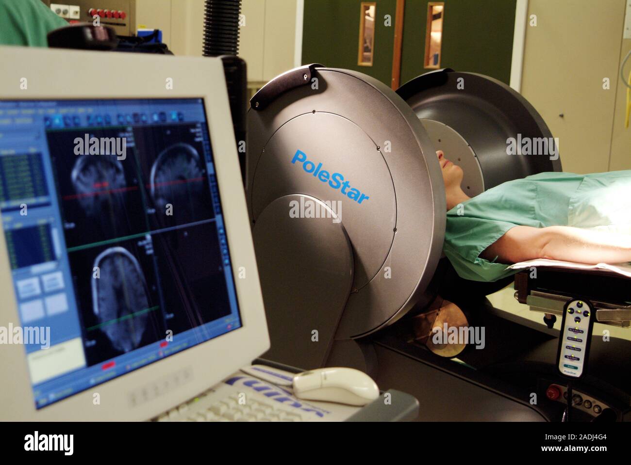 MRI scanning. Patient undergoing a magnetic resonance imaging (MRI ...