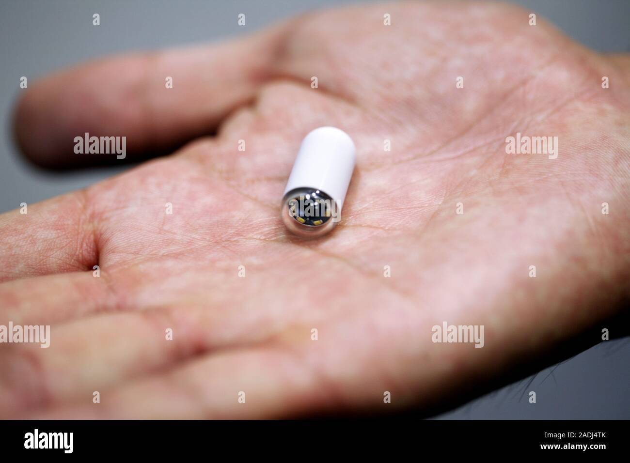 MODEL RELEASED. Capsule endoscope. Once swallowed, the camera in this ...