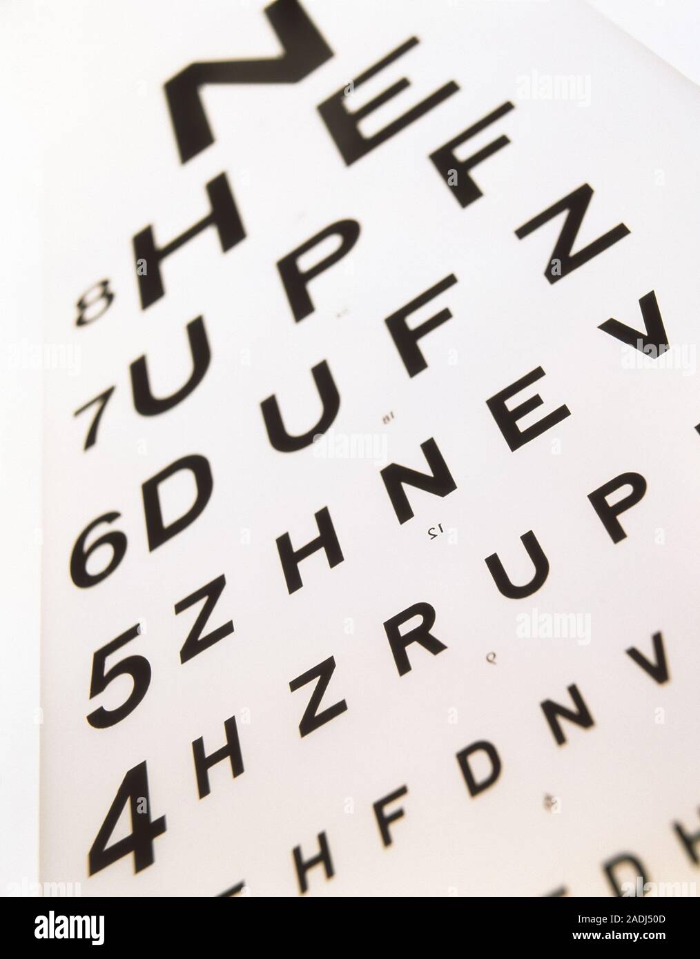 Snellen eye test chart. View of a Snellen eye test chart used for ...