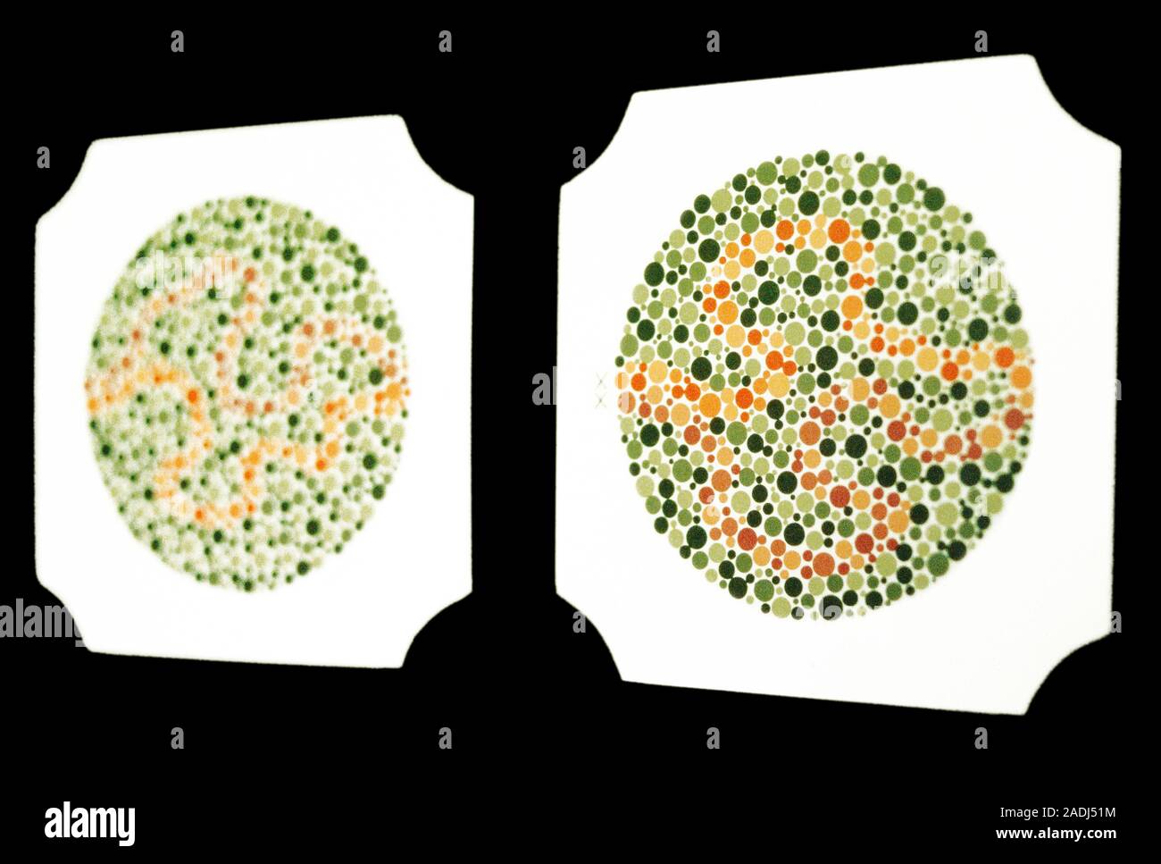 Colour blindness test. Cards that are used to check for red-green ...