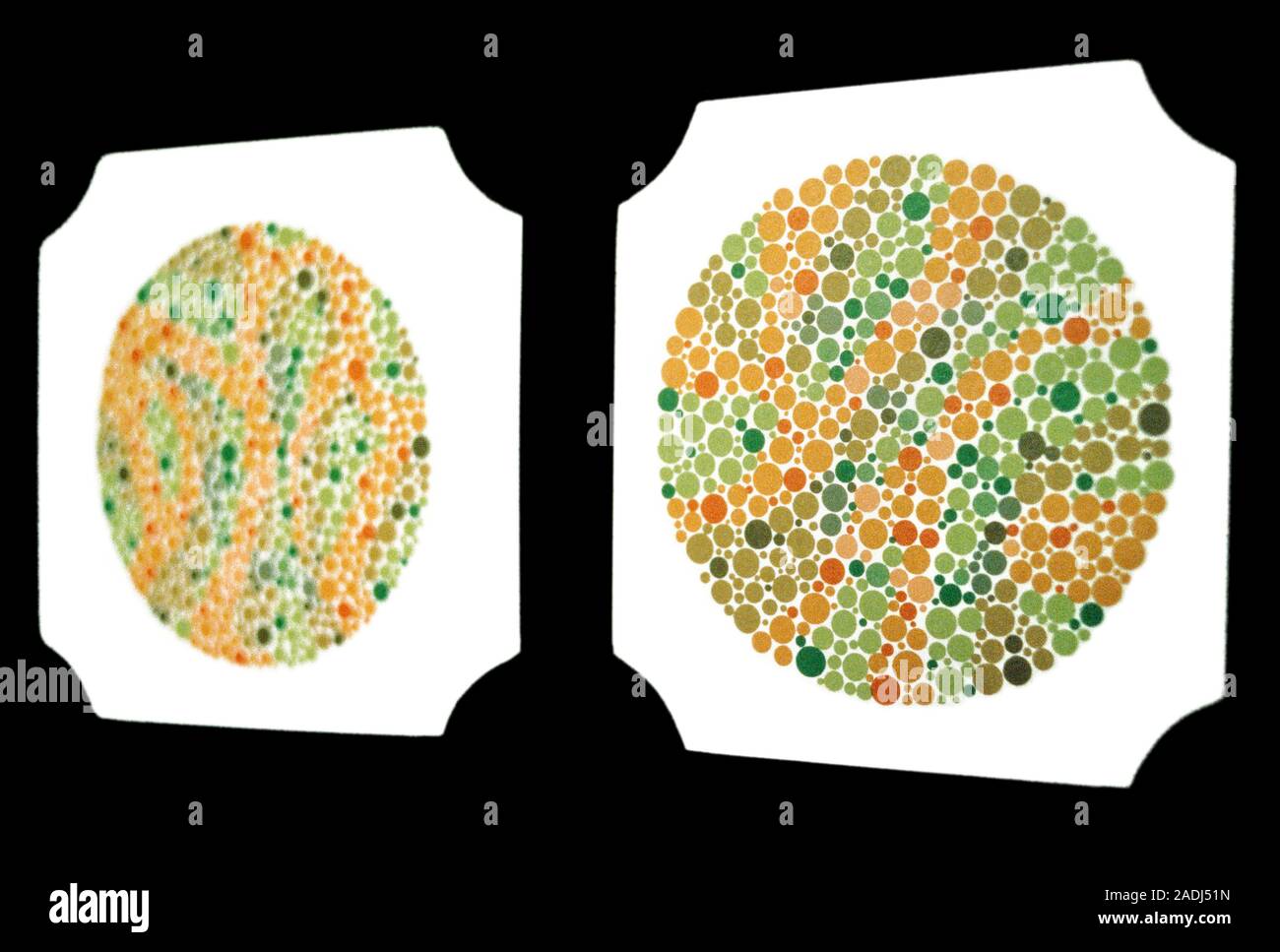 Colour blindness test. Cards that are used to check for red-green ...