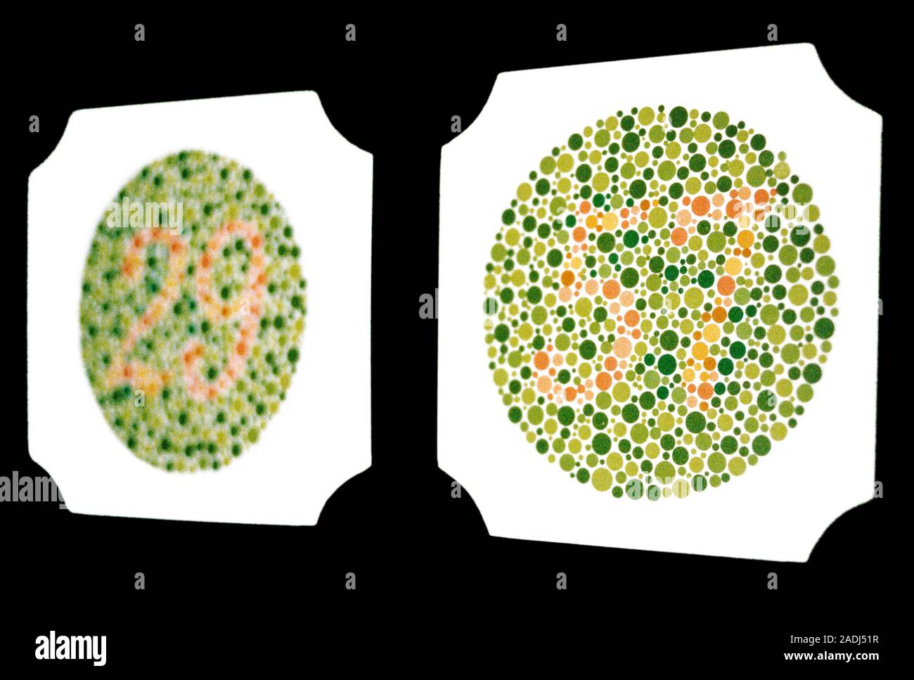 Colour blindness test. Cards that are used to check for red-green ...