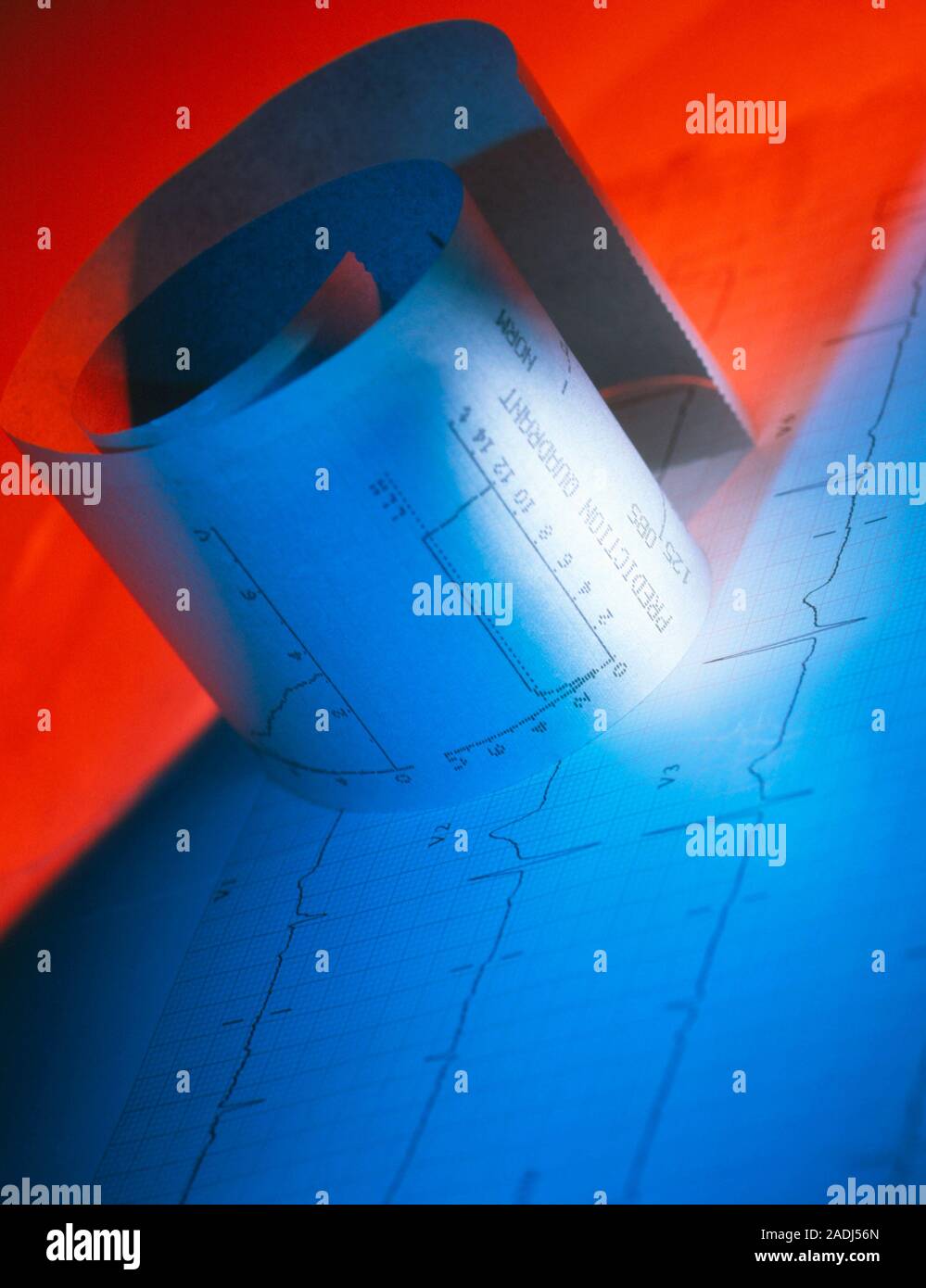 Healthy ECG trace. View of a electrocardiograph (ECG) trace, showing a ...