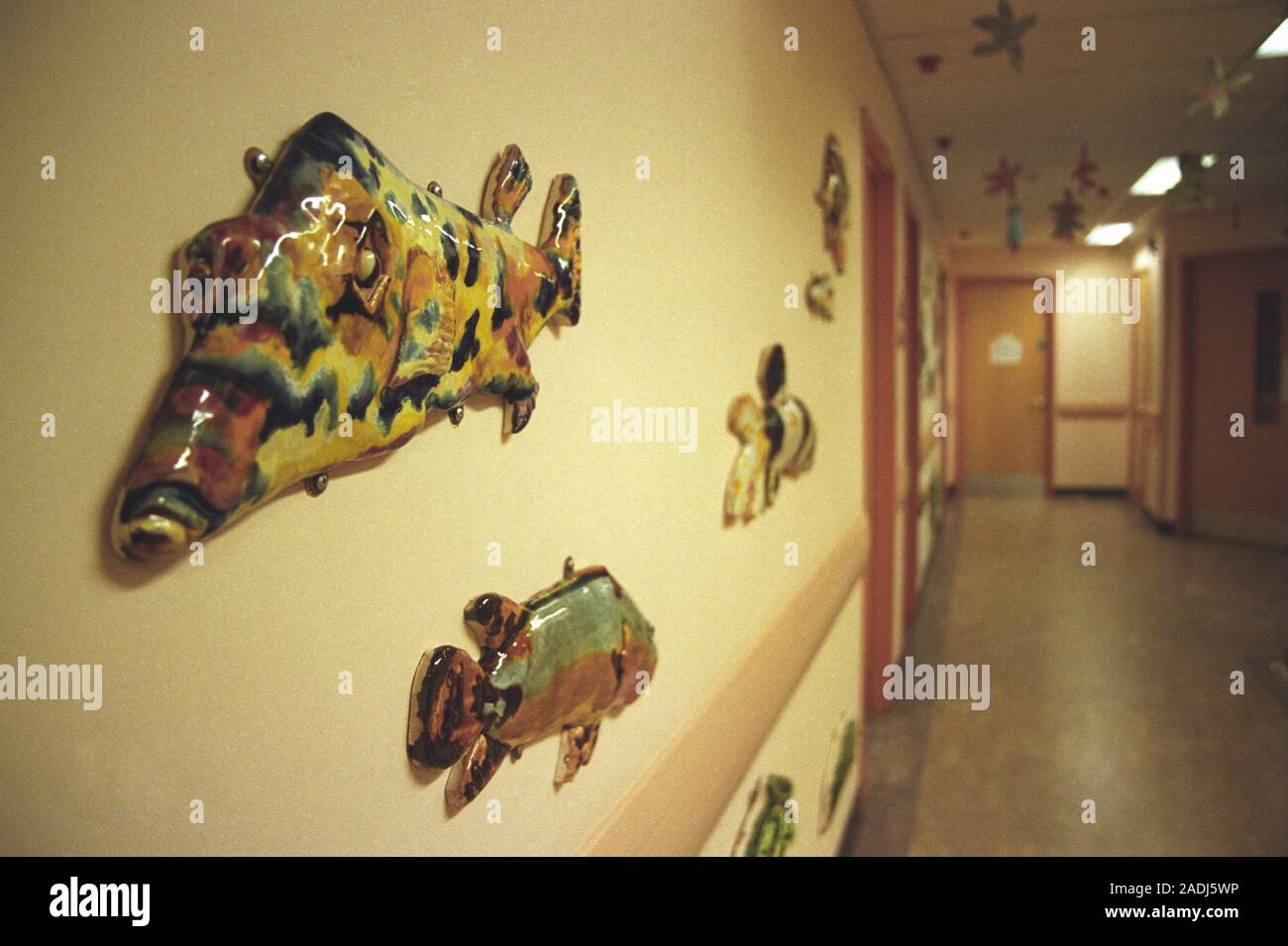 Hospital corridor leading to the children's outpatients department ...