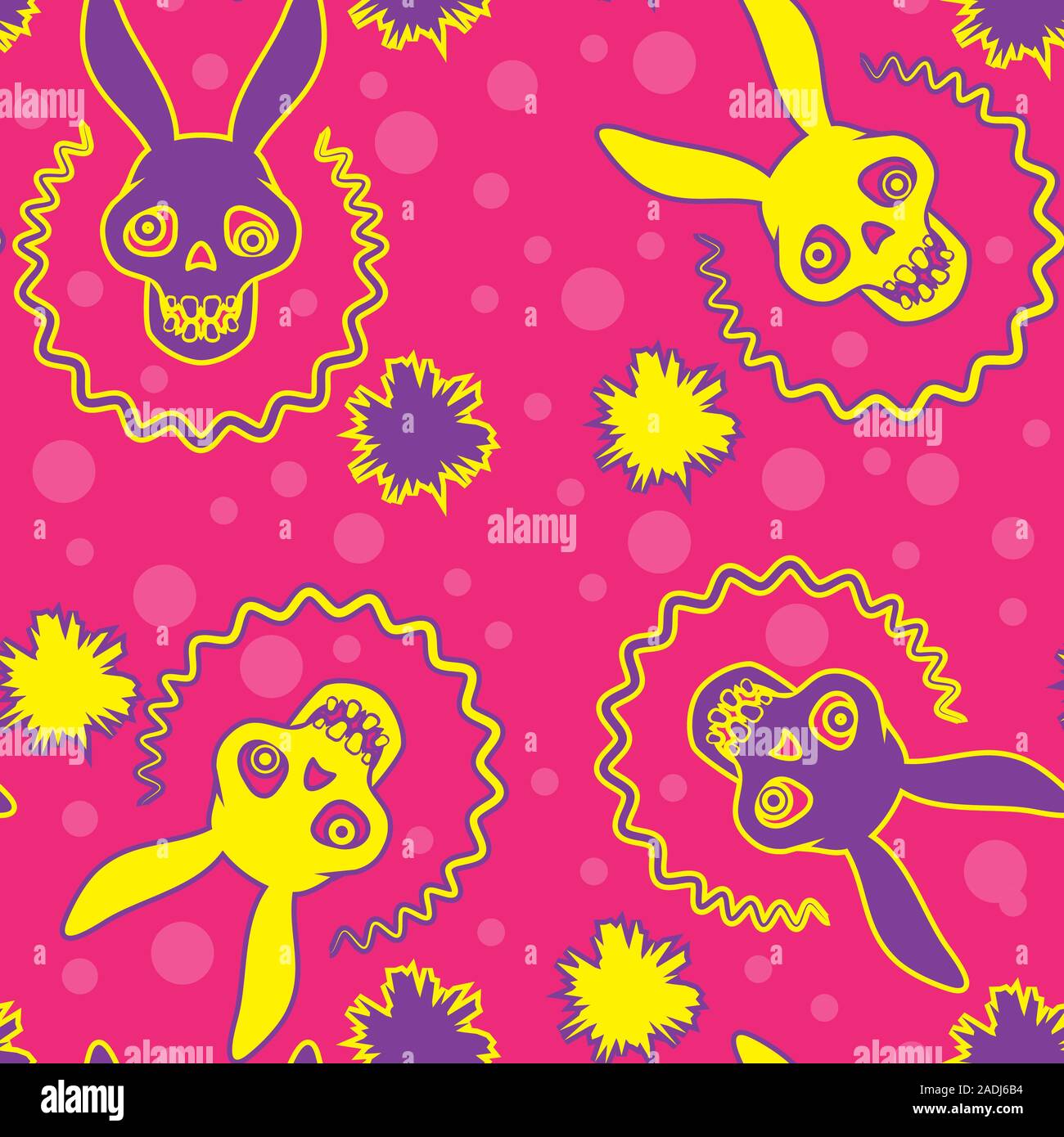 Seamless background skull of a rabbit with ears the vivid colors ...