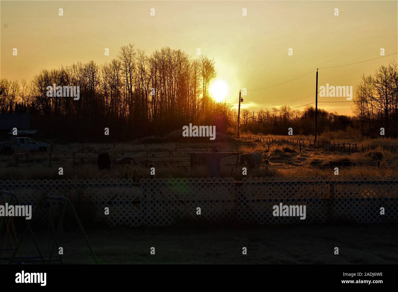 Ranch Sunrise in Northern BC Stock Photo - Alamy