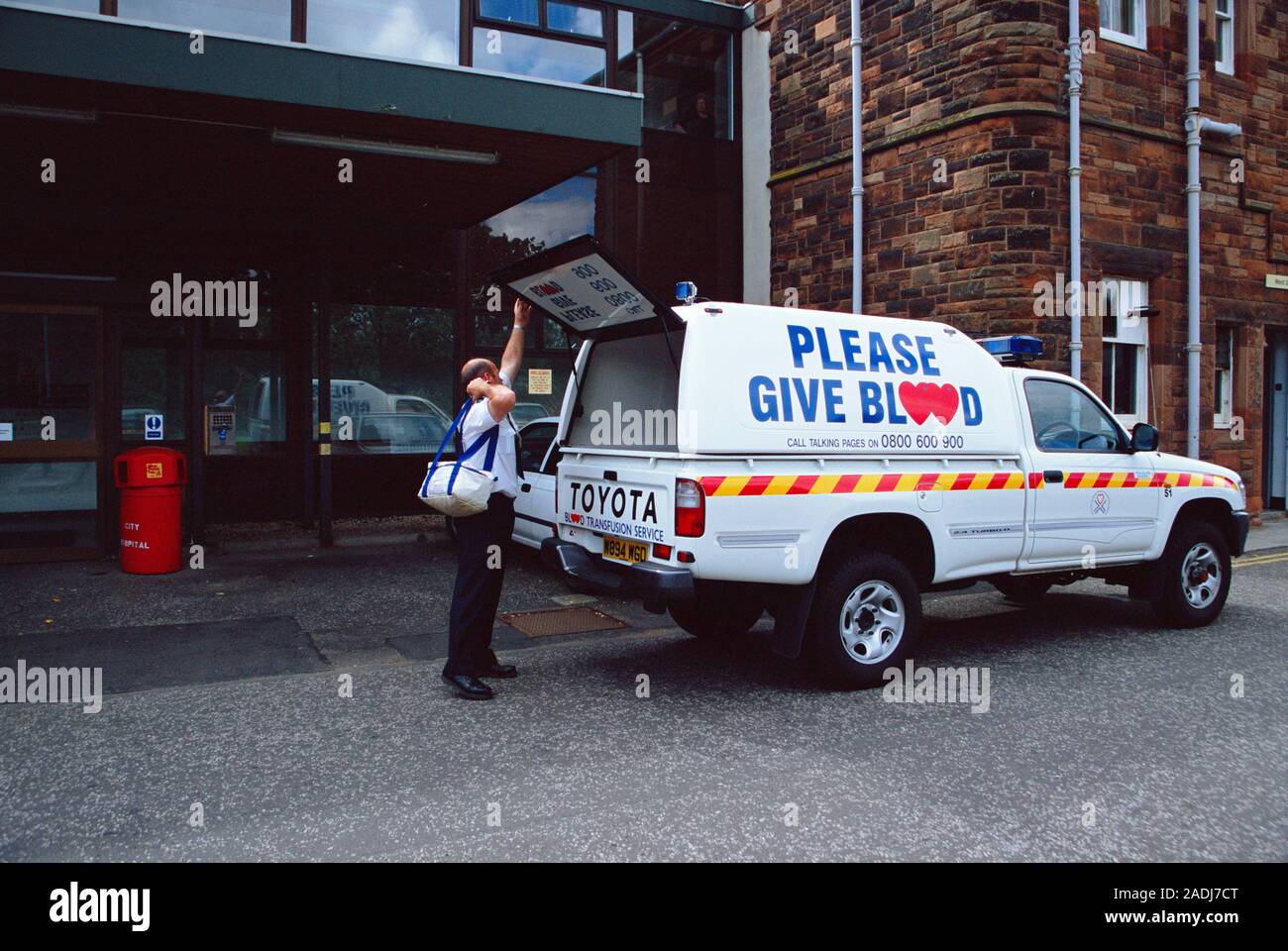 Donated blood transport. Blood donated at regional clinics is collected ...