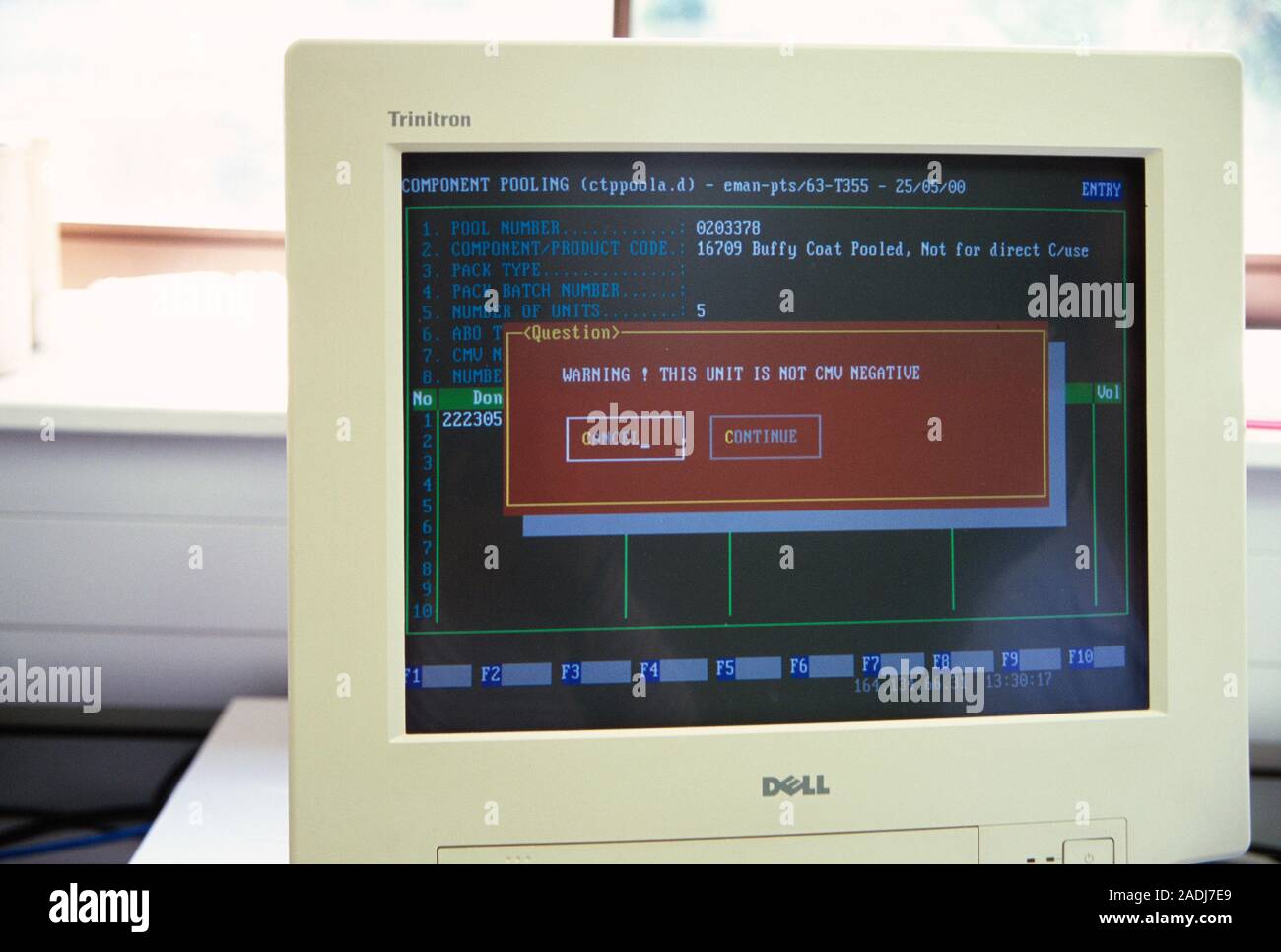 Blood mixing warning sign. Computer screen warning against mixing ...