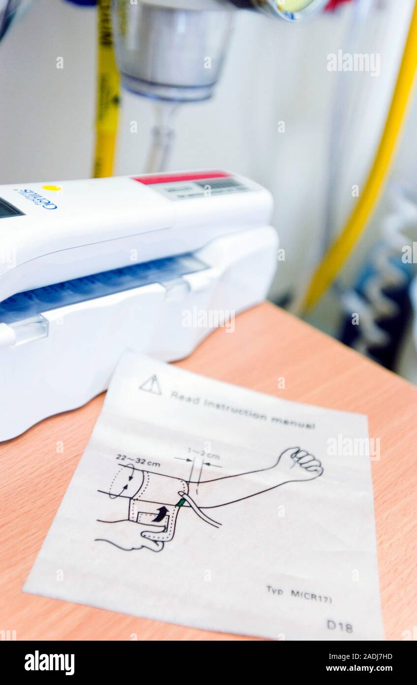 Blood pressure guidance. Diagram showing how to correctly fit an arm ...