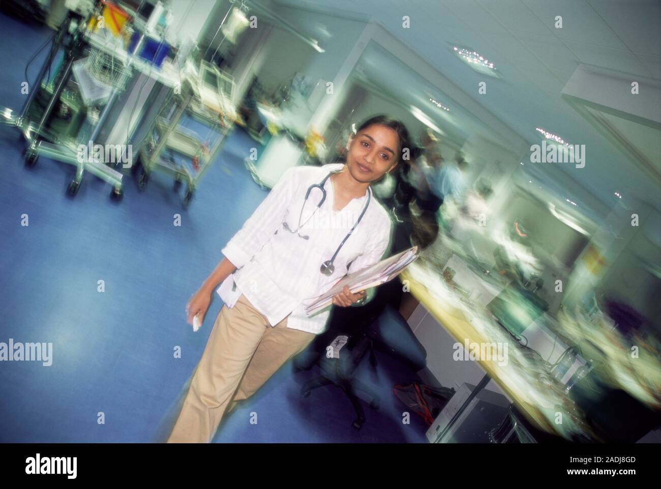 Medical student in a hospital ward. She is a fifth-year medical student ...