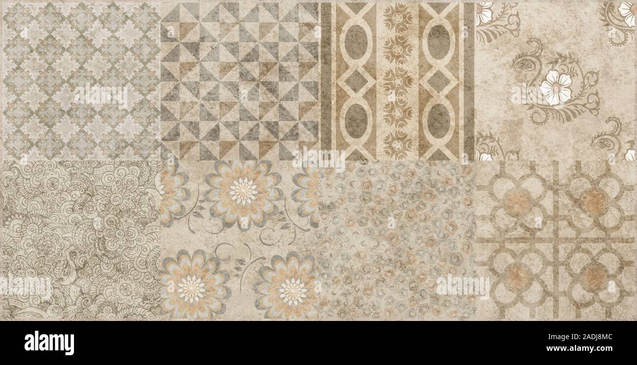 Colorful vintage ceramic tiles wall decoration.Turkish ceramic tiles ...