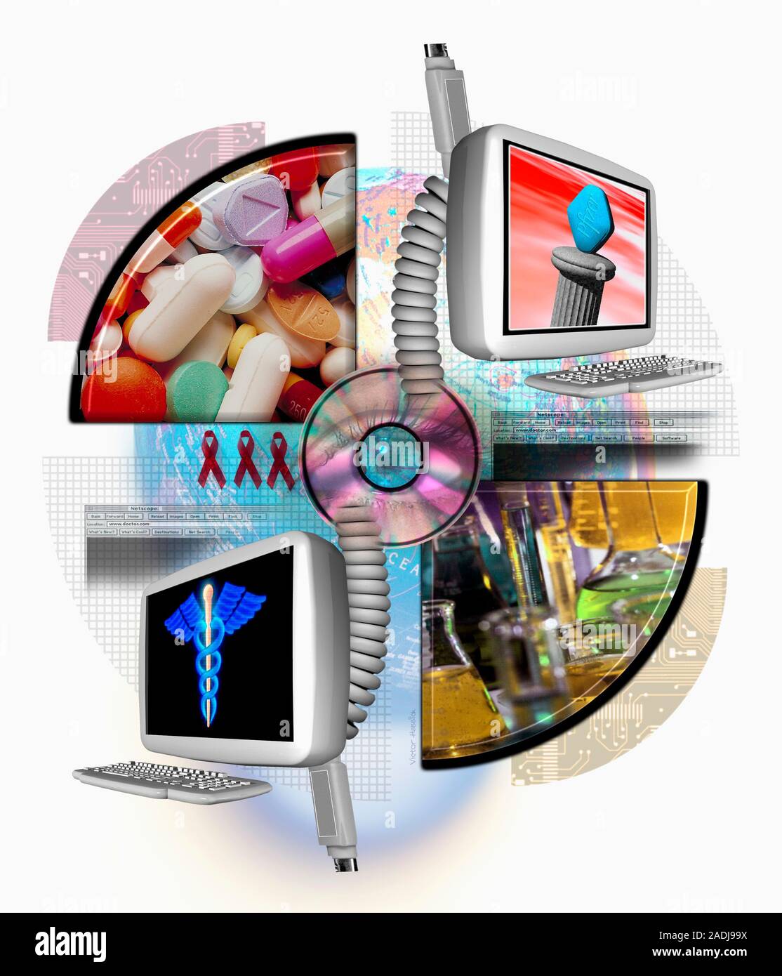 Medical records. Conceptual computer illustration depicting computer ...