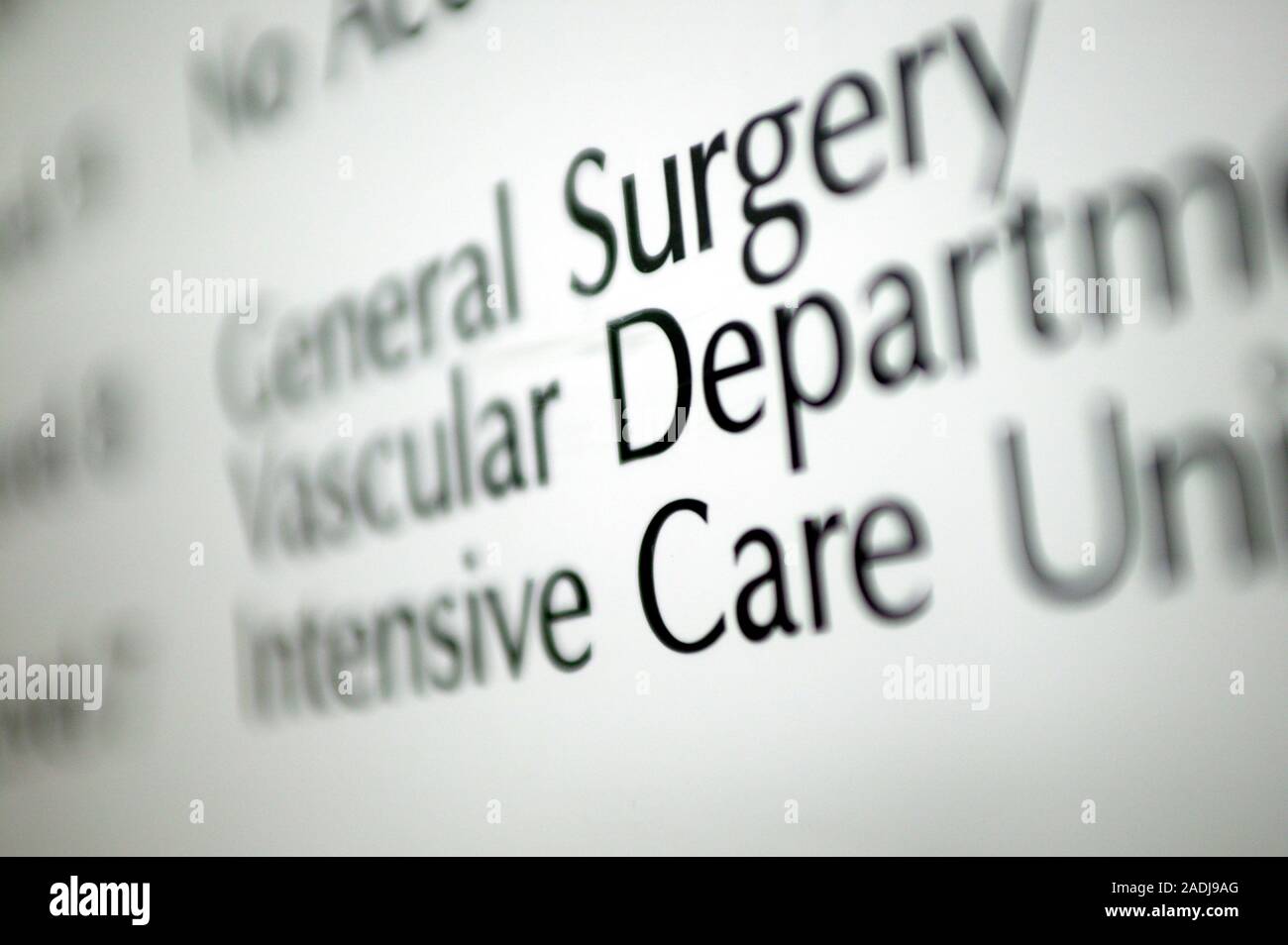 Hospital sign for the General Surgery, Vascular, and Intensive Care ...