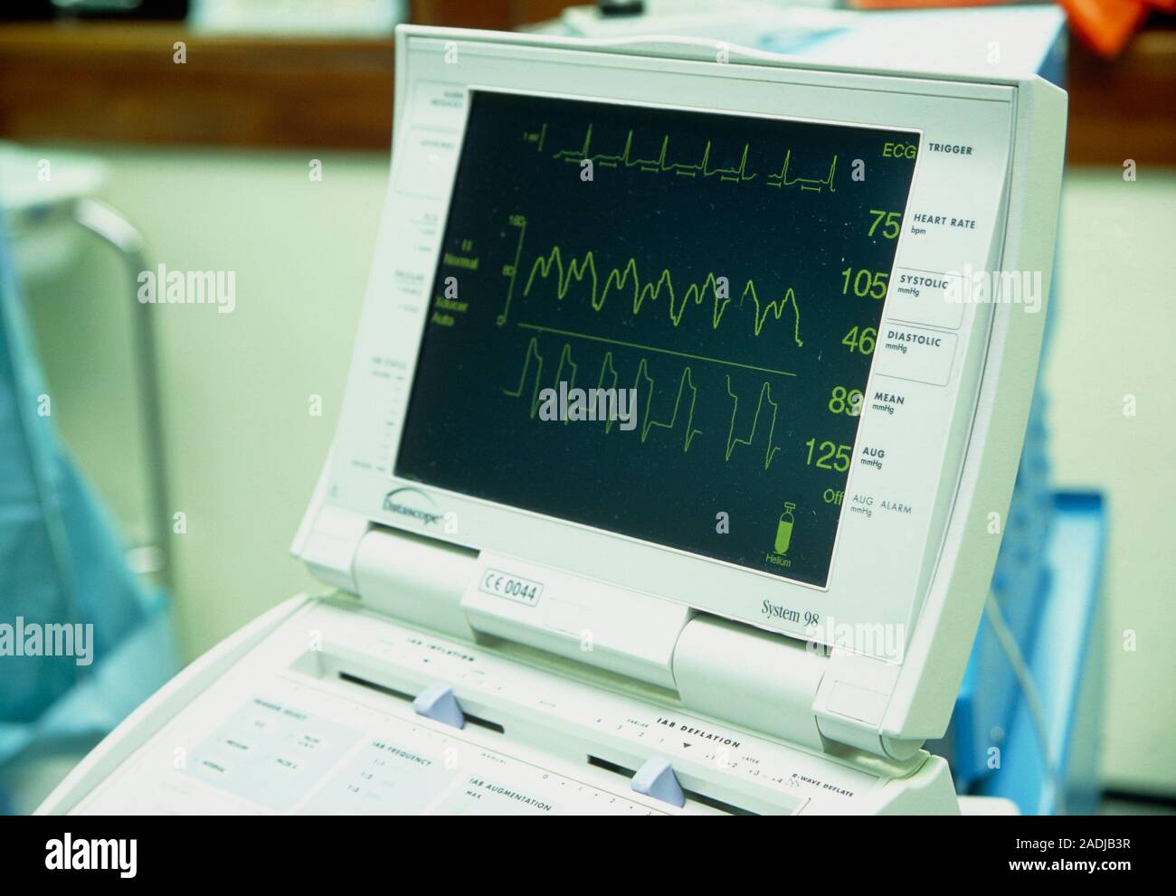 Intra-aortic balloon pump display. Heart and blood circulation vital ...