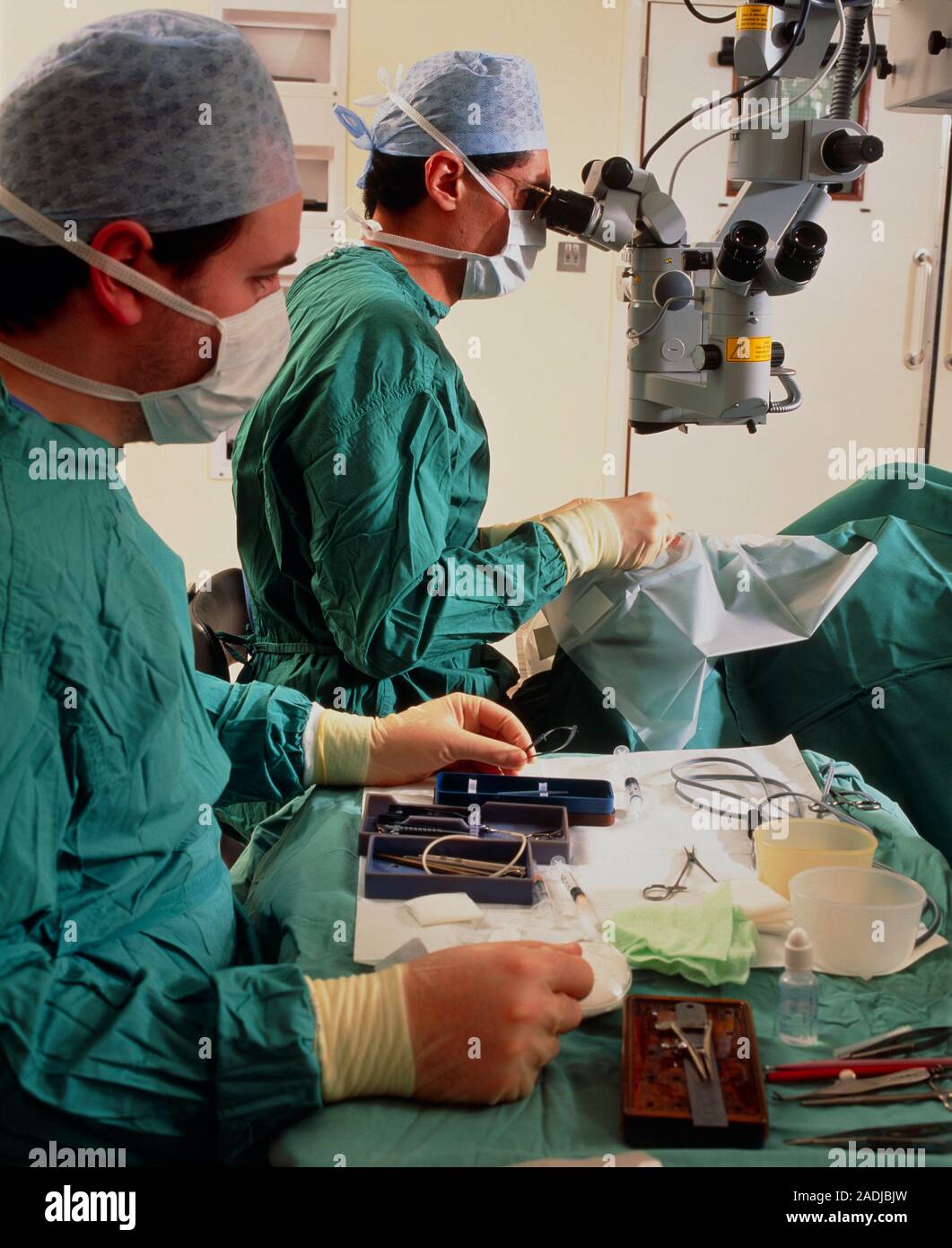 Trabeculectomy. Surgeon performs a trabeculectomy, an operation to ...