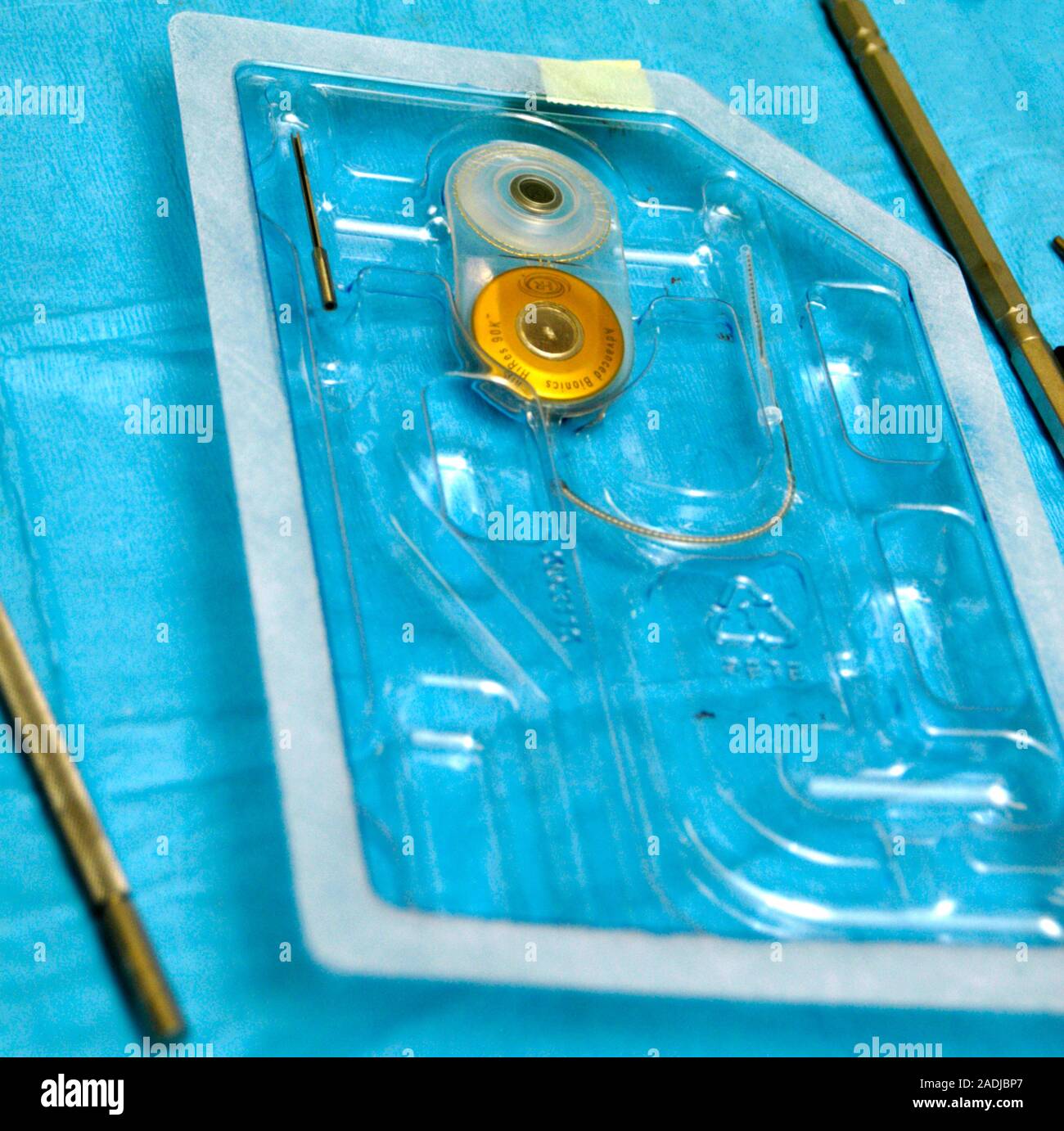 Cochlear implant in its packaging and about to be used in cochlear ...