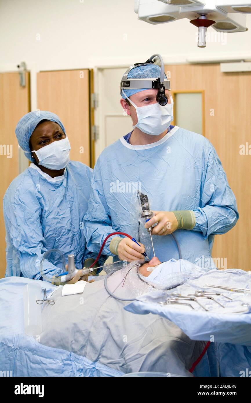 Sinus Surgery Surgeon Using An Endoscope Centre During Functional