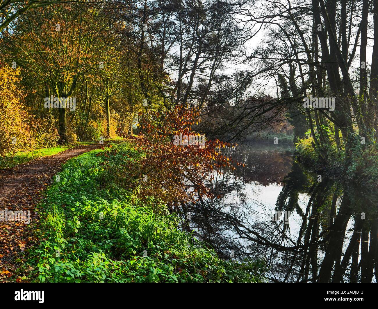 autumn at a german river Stock Photo - Alamy