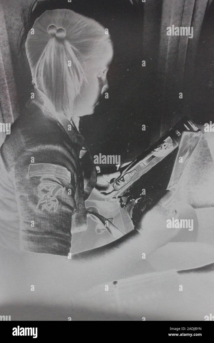 Fine black and white art photography from the 1970s of a girl reading a ...