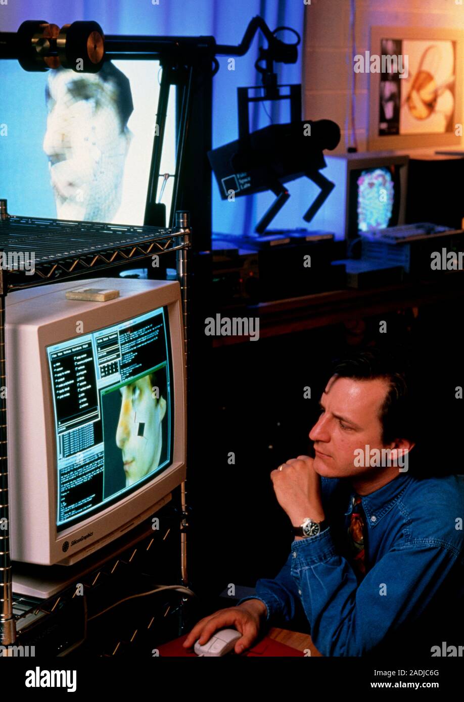 Plastic surgery simulator. Dr Steven Pieper demonstrating the Computer ...