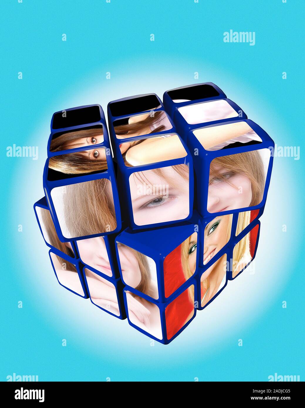 Cosmetic surgery. Conceptual computer artwork of a cube covered with ...