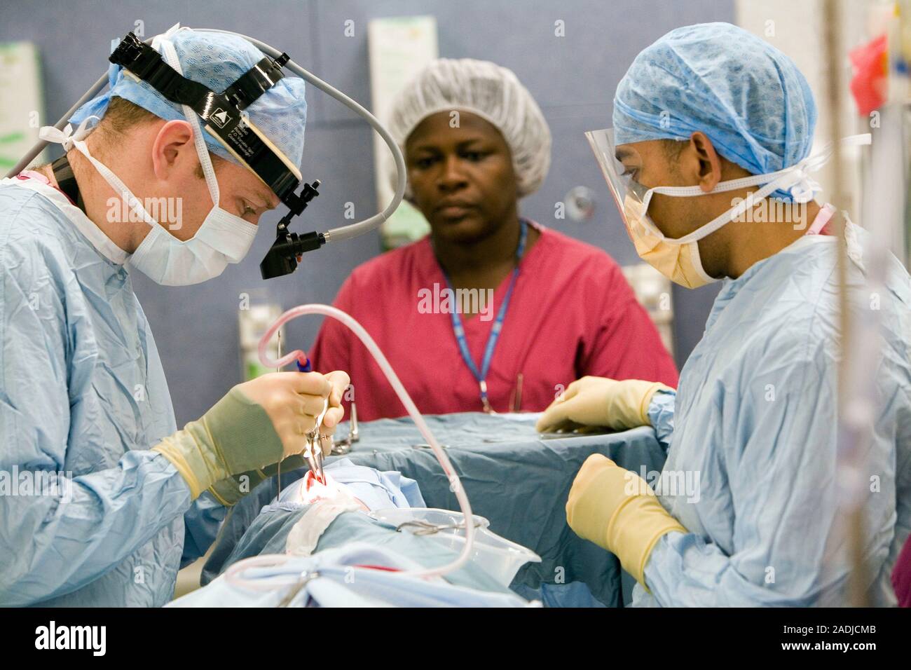 Septoplasty operation. Surgeons performing an operation to straighten ...