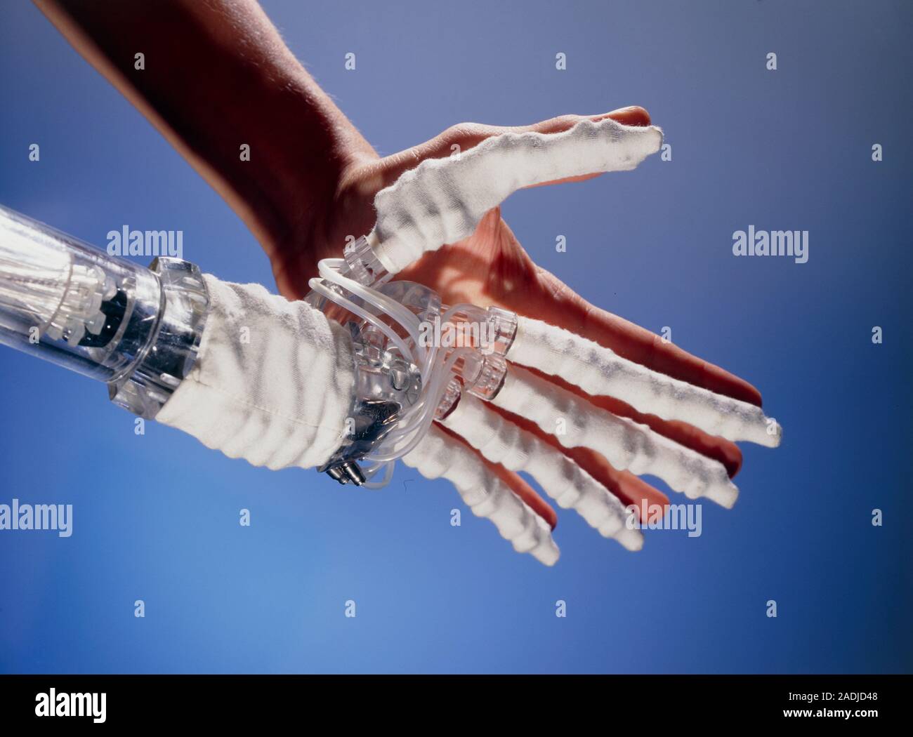 Artificial hand. Ultralight Anthropomorphic Hand with a human hand ...