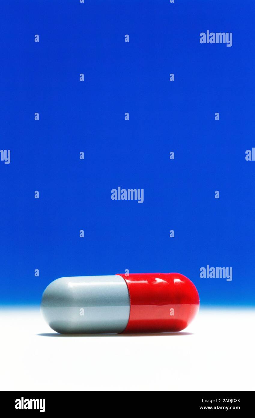Broad-spectrum antibiotic. A capsule of Principen, an antibacterial ...