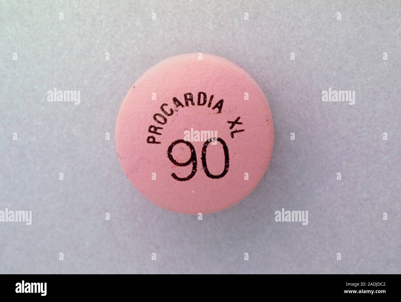 Procardia XL. View of a single pill of the heart drug, Procardia XL ...