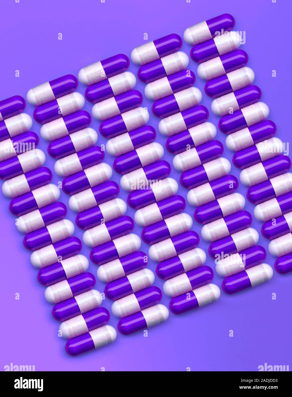 Antibiotic capsules. Rows of capsules containing an antibiotic drug ...