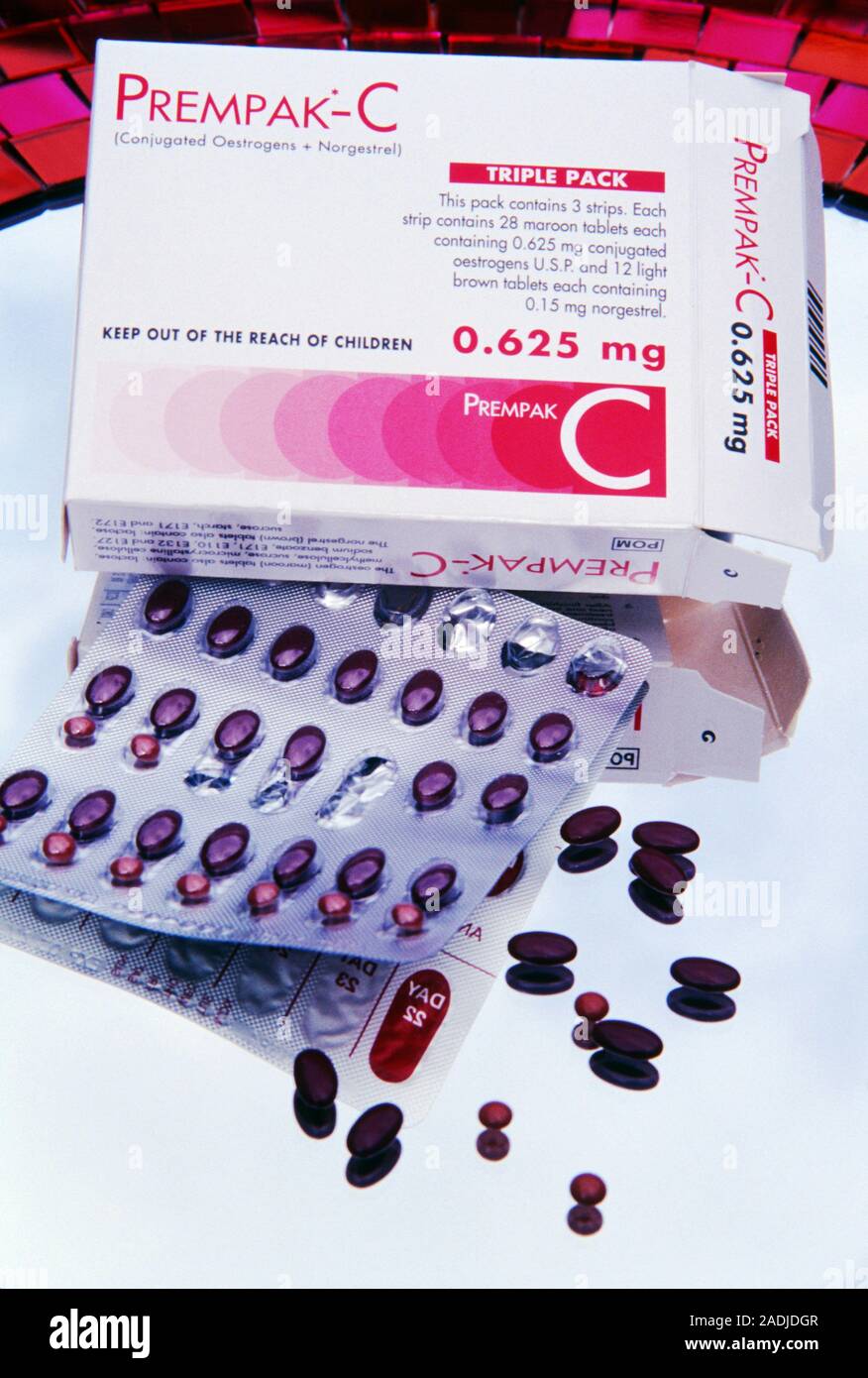 Prempak-C hormone replacement therapy (HRT) pills. HRT utilizes ...