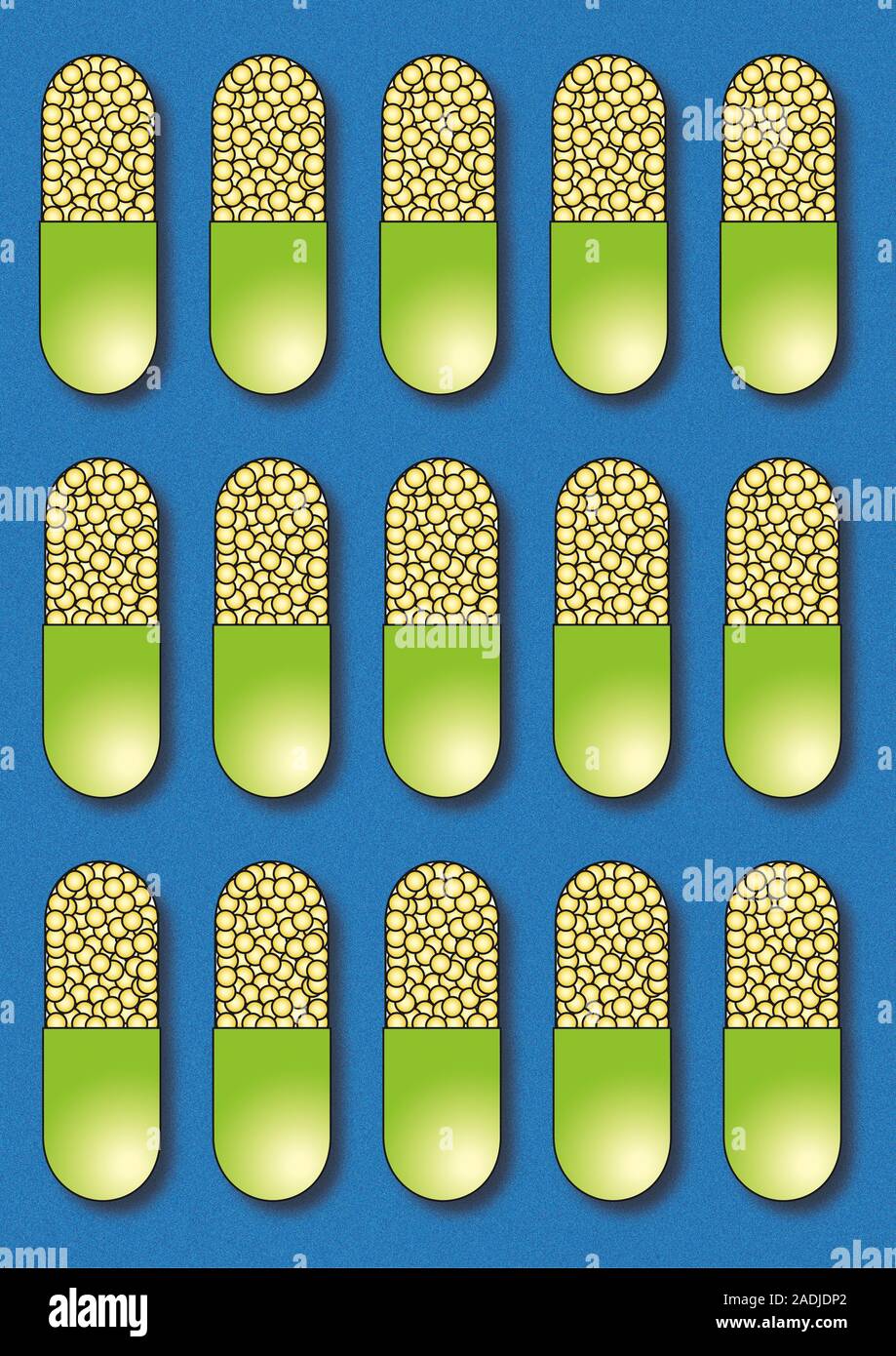 Capsules, computer artwork Stock Photo - Alamy
