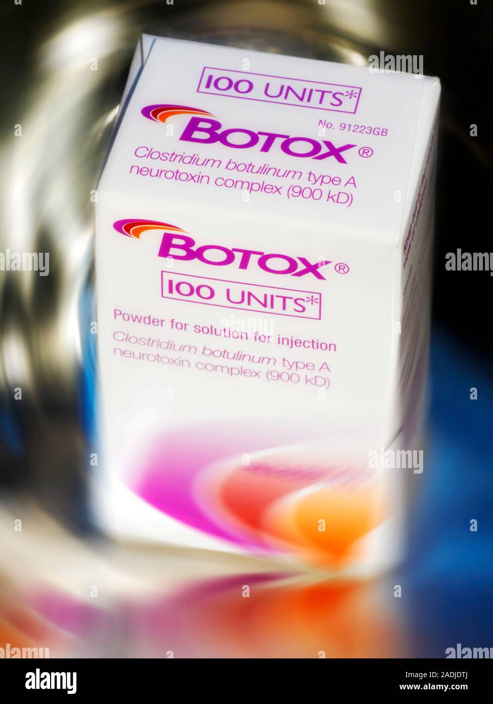 Botox cosmetic toxin. Box containing a powder used to prepare an ...
